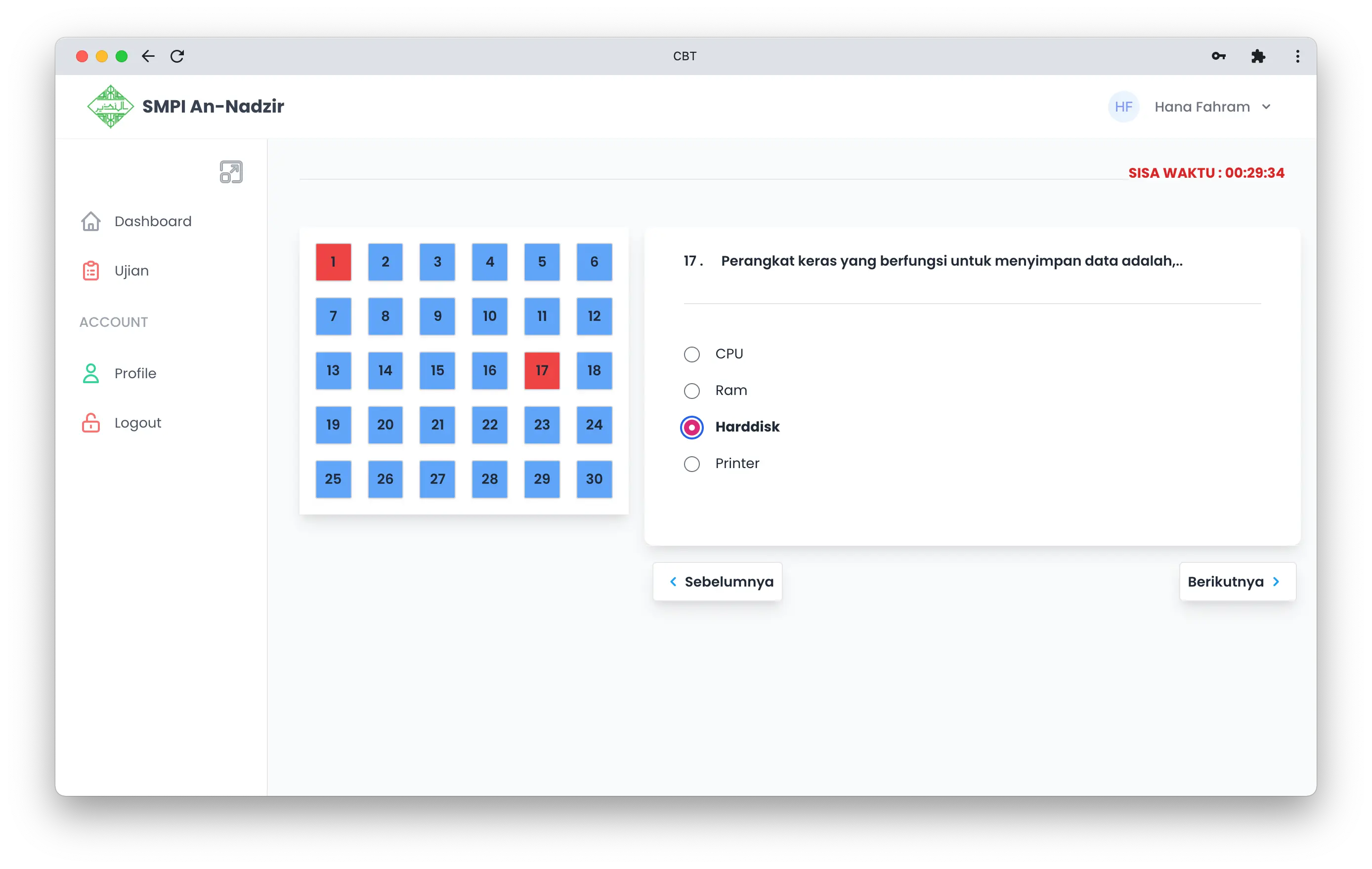 Demo Aplikasi CBT - Fahram - Web & Android Developers - Fahram.dev